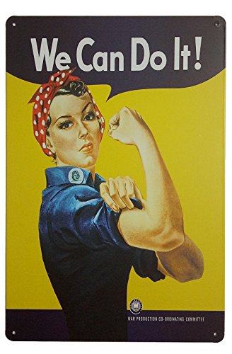 ERLOOD Pin-up Girl We Can Do It Metal Retro Wall Decor Vintage Tin Signs 12" X 8" Inches