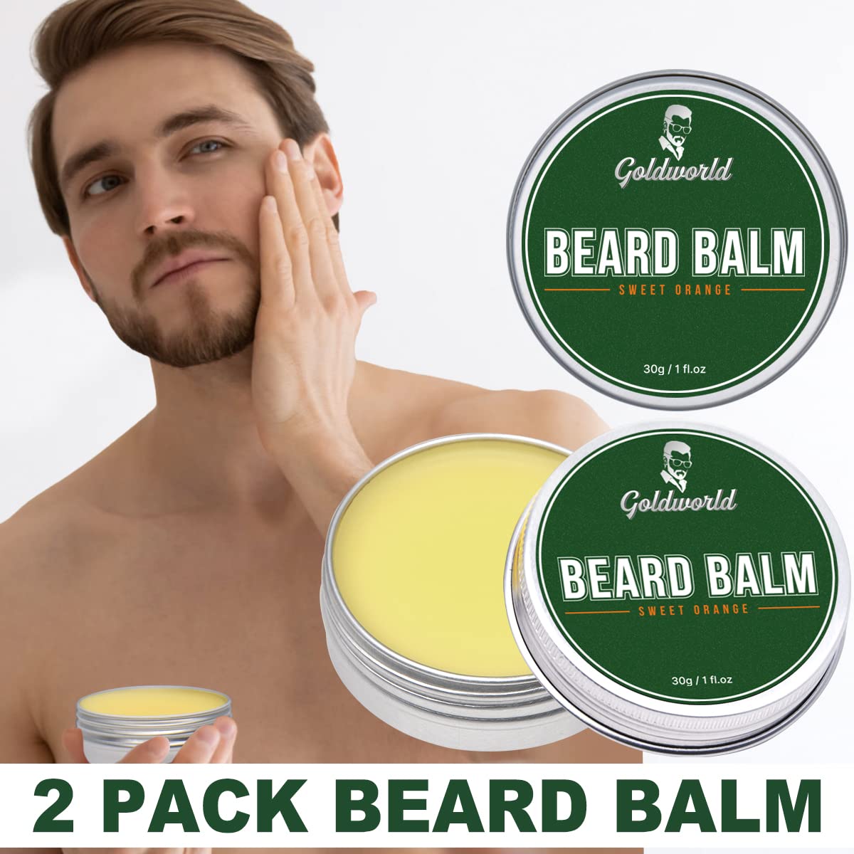 Beard Kit,Beard Growth Grooming Kit w/2 Pack Beard Oil & 2 Pack Beard Balm,Christmas Stocking Stuffers Gifts for Men Him Husband Dad Boyfriend,Shaving Kit w/Beard Wash Comb Brush (Orange)