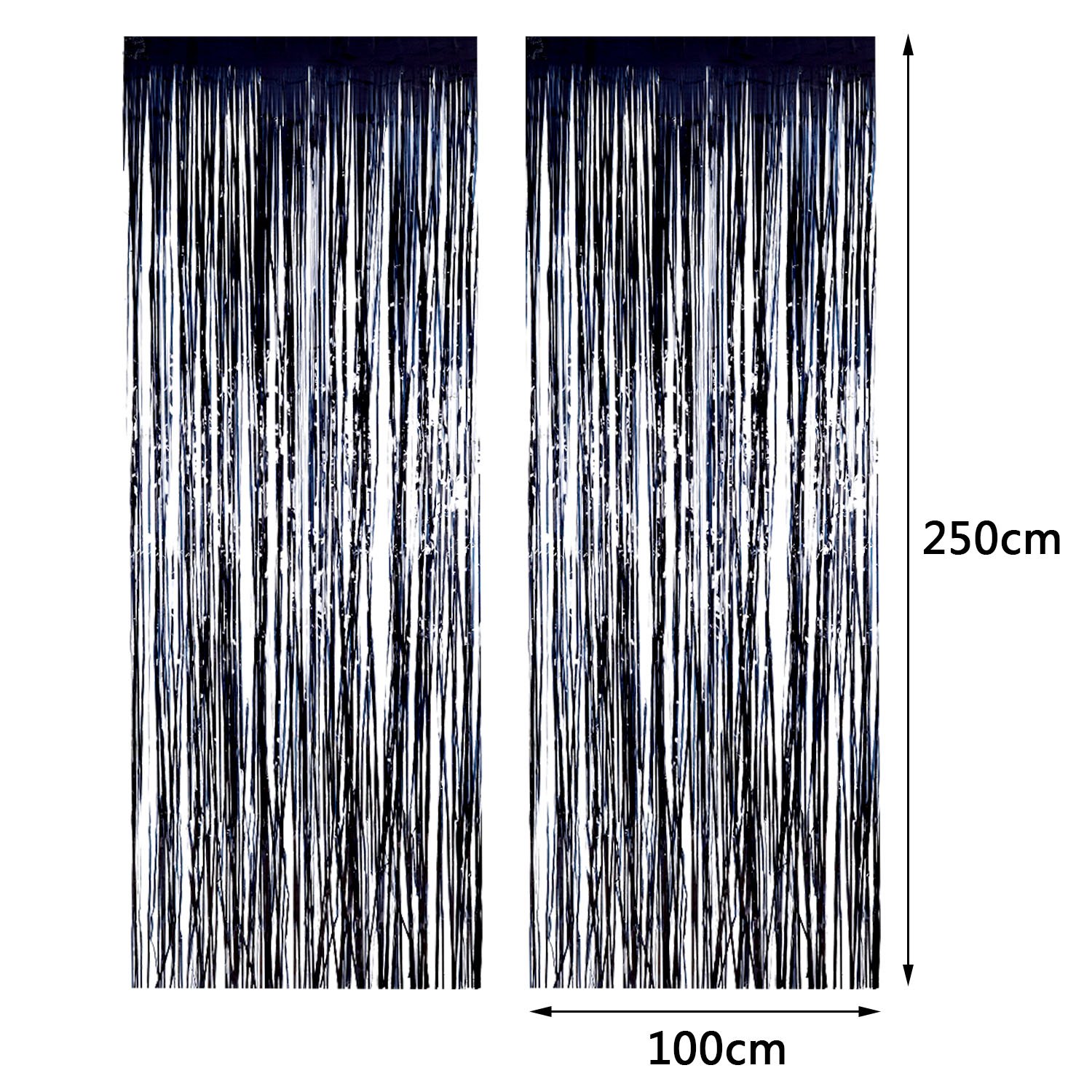 Sumind 3 Pack Foil Curtain Metallic Tinsel Curtains, Foil Fringe Shimmer Curtain Door Window Decoration for Birthday Wedding Party (Black)