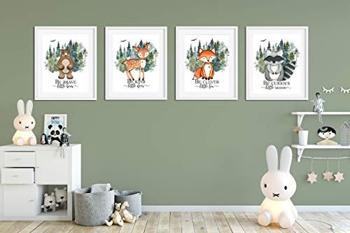 Boy Nursery Wall Decor - Baby Boy Room Decor - Woodland Nursery Decor for Boys - Boys Room Decorations for Bedroom - SET OF 4 Prints - 8x10 Each - UNFRAMED