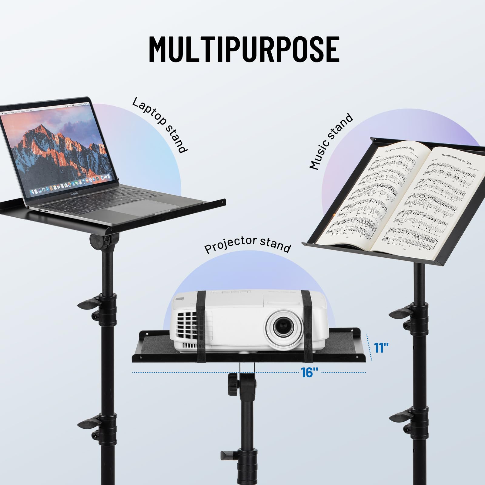 CAHAYA Projector Tripod Stand Adjustable: Height 26 to 51.5in Projector Laptop Stand Portable Multifunctional DJ Rack Stand for Outdoor Movies Computer Book DJ Equipment CY0331