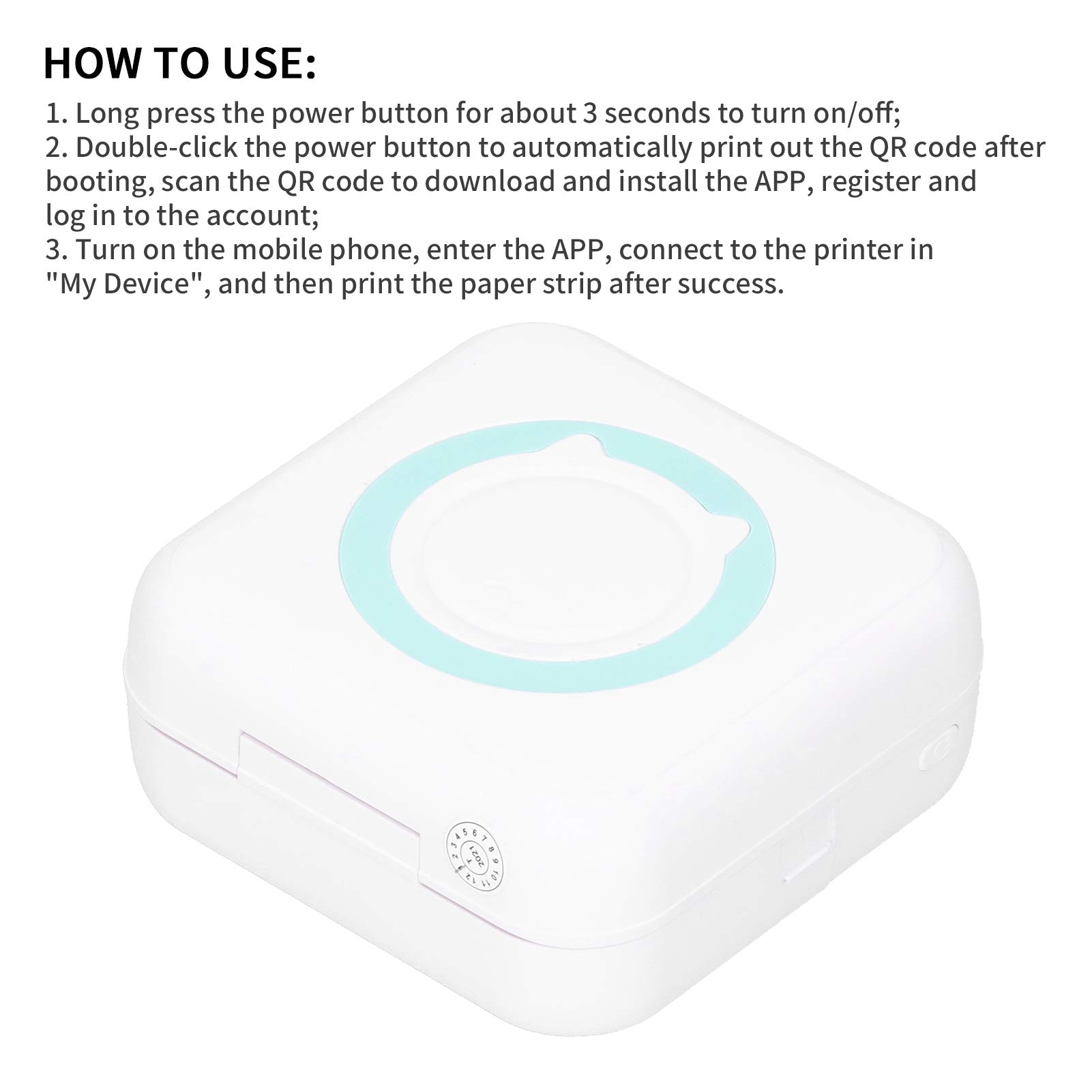 eboxer-1 Portable Mini Thermal Printer, Wireless Pocket Label Note Picture Photo Memo Receipt Paper Printer, with Paper Cable, for Android, for iOS, for Windows, for Cellphone and PC(Green)