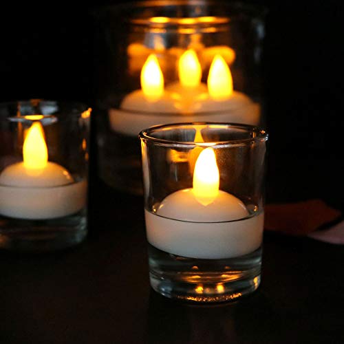Floating Candles,Classic Unscented Tealight Shape Candles with 100PCS Silk Rose Petals,Mini Candle Discs for Weddings,Anniversaries,Birthdays,Home Decoration,Spa,Relaxation,10PACK (Ivory)