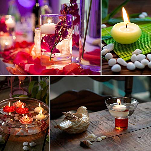 Floating Candles,Classic Unscented Tealight Shape Candles with 100PCS Silk Rose Petals,Mini Candle Discs for Weddings,Anniversaries,Birthdays,Home Decoration,Spa,Relaxation,10PACK (Ivory)