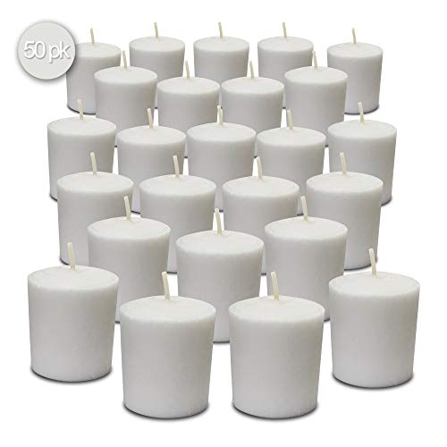 Hyoola Votive Candles - 24 Hour Burn Time - Unscented Candles Votives Bulk - Pack of 50 White Candles - European Made
