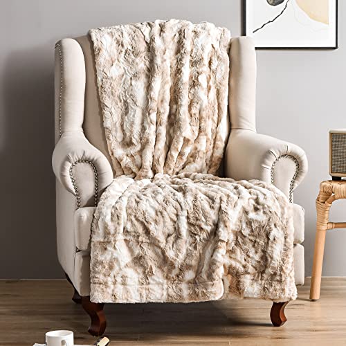 Soft Throw Blanket, 50" x 60" Luxurious Warm Thick Fall Throw Blanket, Elegant Cozy Faux Fur Throw Blanket for Couch Bed and Sofa