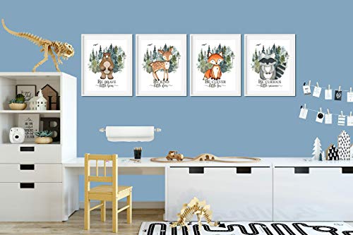 Boy Nursery Wall Decor - Baby Boy Room Decor - Woodland Nursery Decor for Boys - Boys Room Decorations for Bedroom - SET OF 4 Prints - 8x10 Each - UNFRAMED