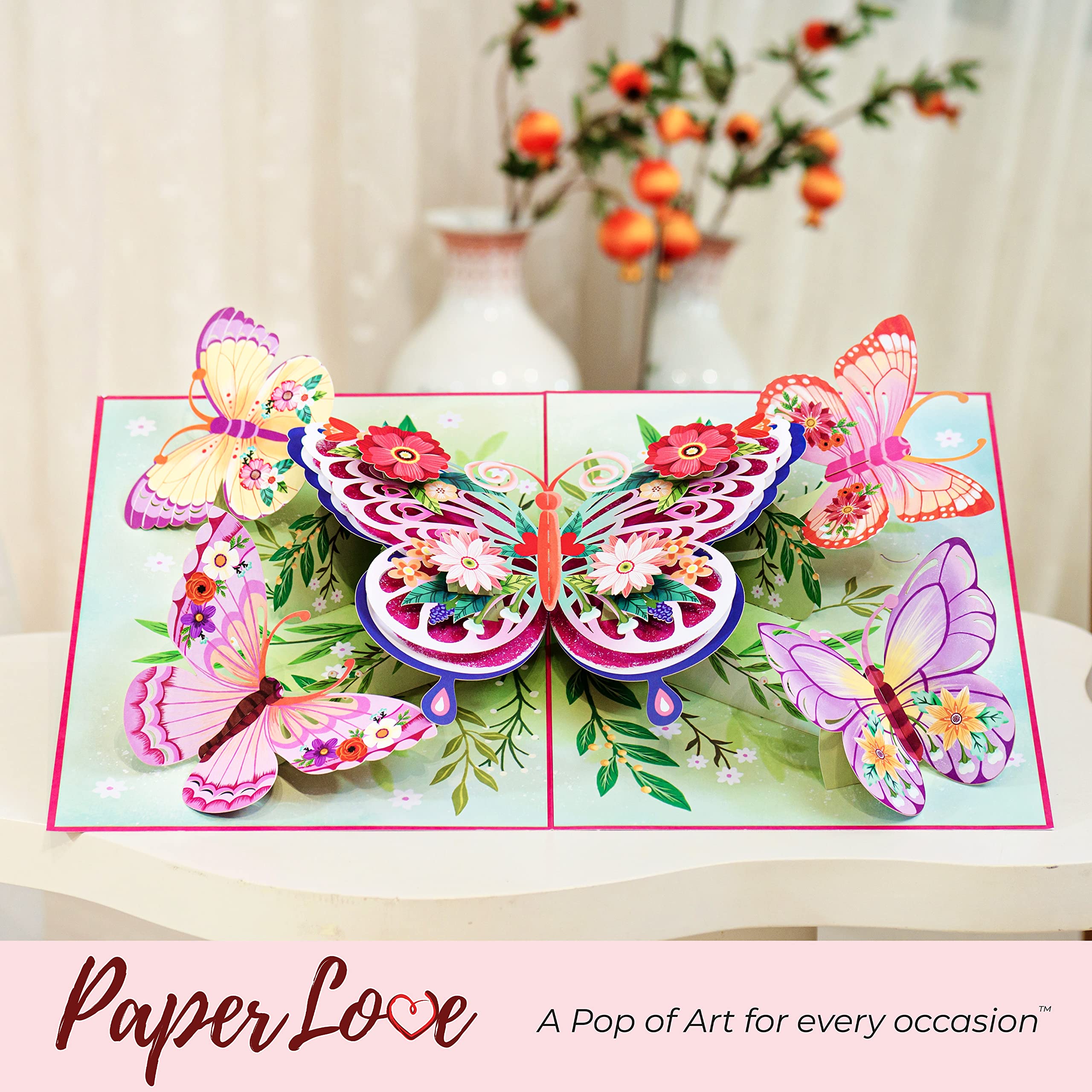 Paper Love 3D Romantic Pop Up Card, Love Bouquet, For Valentines Day, Anniversary, Birthday, Mothers Day, All Occasions - 5" x 7" Cover - Includes Envelope and Note Tag