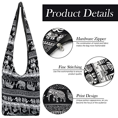 Fecialy Bohemian Shoulder Bag Printed Hippie Hobo Sling Bags Canvas Crossbody Bag for Women