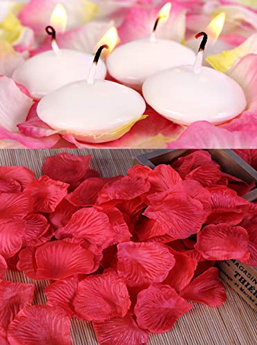Floating Candles,Classic Unscented Tealight Shape Candles with 100PCS Silk Rose Petals,Mini Candle Discs for Weddings,Anniversaries,Birthdays,Home Decoration,Spa,Relaxation,10PACK (Ivory)