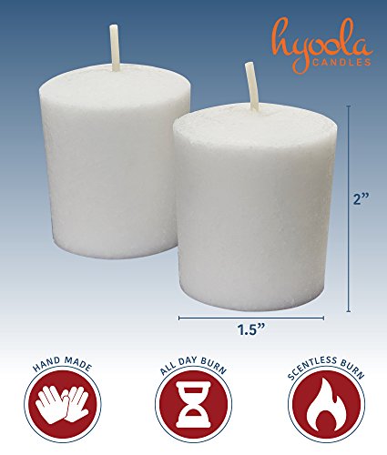 Hyoola Votive Candles - 24 Hour Burn Time - Unscented Candles Votives Bulk - Pack of 50 White Candles - European Made