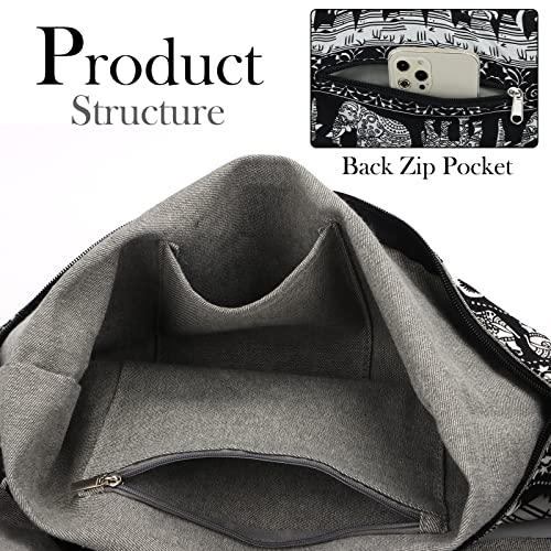 Fecialy Bohemian Shoulder Bag Printed Hippie Hobo Sling Bags Canvas Crossbody Bag for Women