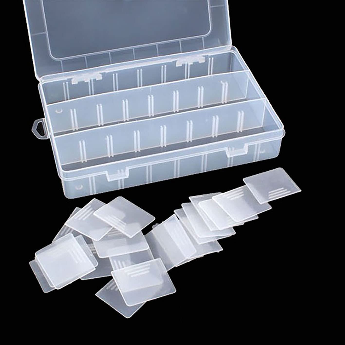 4 Pcs 24 Grids 7.5 Inch x 5.1 Inch Adjustable Small Removable Clear Plastic Jewelry Organizer Divider Storage Box Jewelry Earring Tool Containers (4 Pcs 24 Grid Clear)