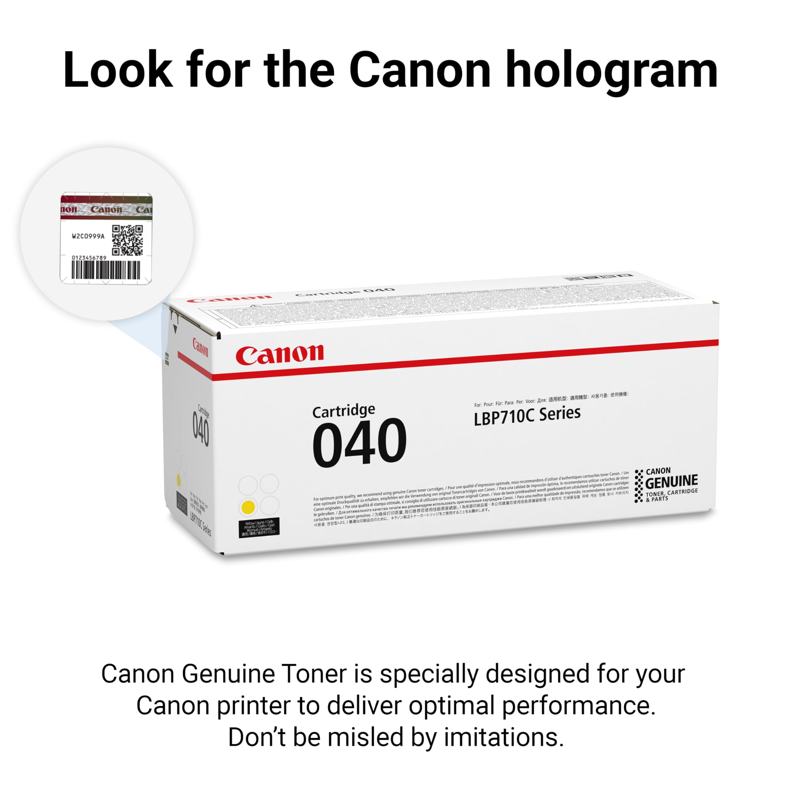 Canon Genuine Toner, Cartridge 040 Yellow (0454C001), 1 Pack, for Canon Color imageCLASS LBP712Cdn Laser Printer, Black