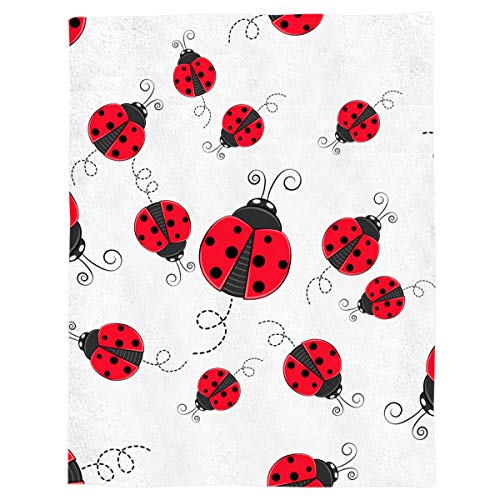 FortuneHouse8 Ladybug Blanket Flannel Fleece Blanket Christmas Red Ladybug Throw Blanket Super Soft Warm Cozy Bed Couch or Car Throw Blanket Ladybug Gifts for Women All Reason 60x80inch