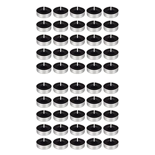 Mega Candles 50 pcs Unscented Black Tea Lights Candle, Pressed Wax Candles 3.5 Hour Burn Time, for Home Décor, Wedding Receptions, Baby Showers, Birthdays, Celebrations, Party Favors & More