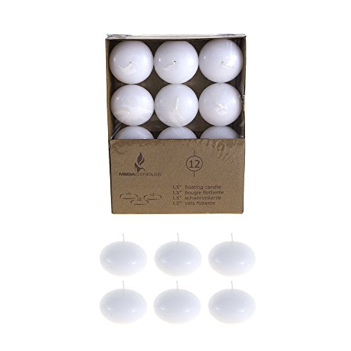 Mega Candles - Unscented 1.5" Floating Disc Candles - White, 2 Pack of 12, Set of 24