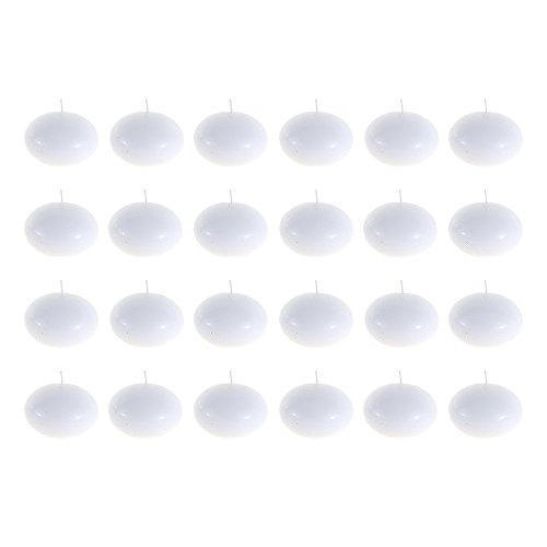 Mega Candles - Unscented 1.5" Floating Disc Candles - White, 2 Pack of 12, Set of 24