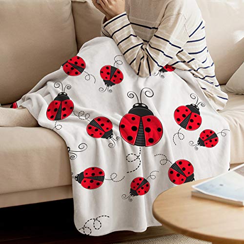 FortuneHouse8 Ladybug Blanket Flannel Fleece Blanket Christmas Red Ladybug Throw Blanket Super Soft Warm Cozy Bed Couch or Car Throw Blanket Ladybug Gifts for Women All Reason 60x80inch