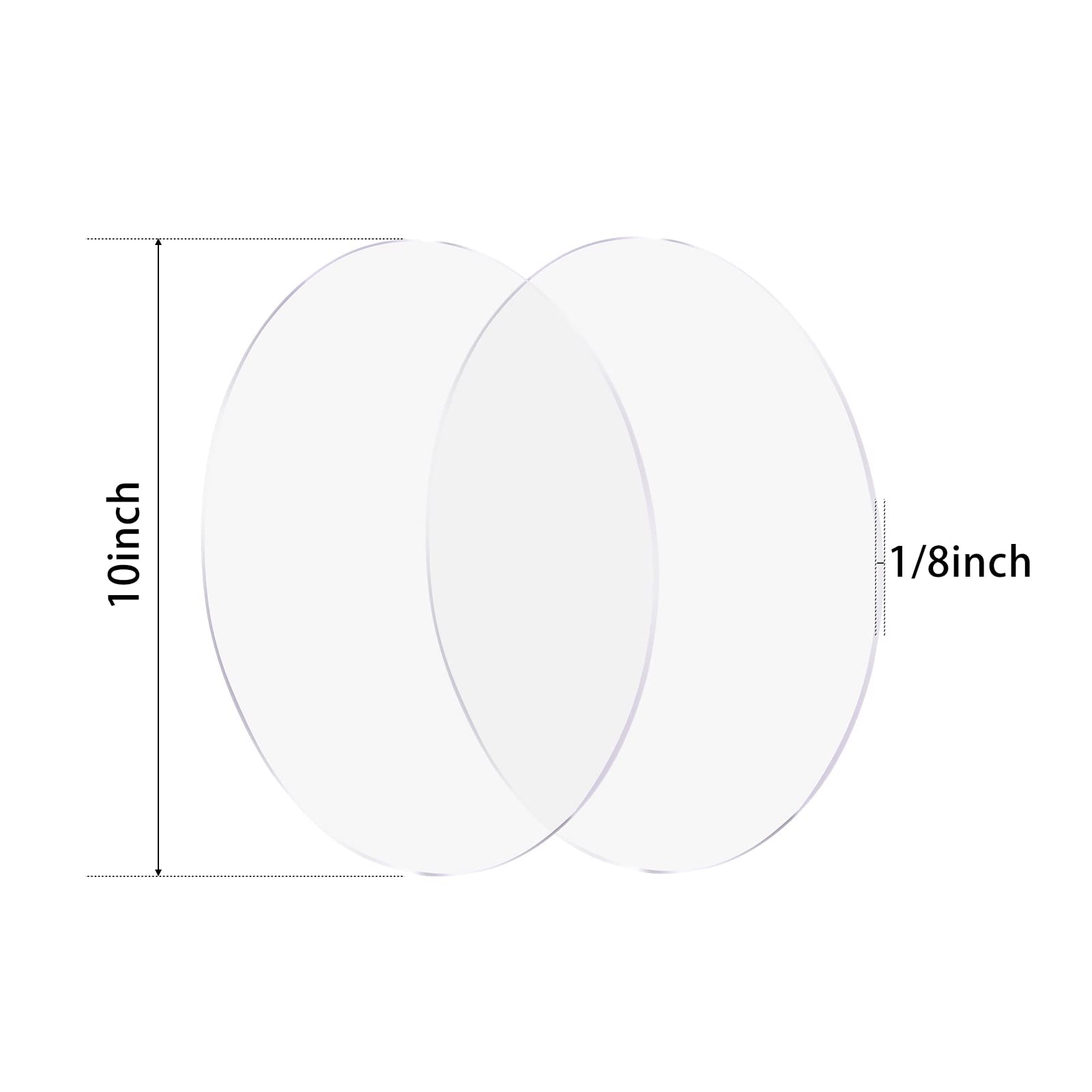 2 Pieces 1/8" Round Plexiglass Sheet, 10 Inch Diameter Clear Acrylic Circle, Round Cake Disk Acrylic Sheet, Plexiglass Table Top, Round Acrylic Backdrop
