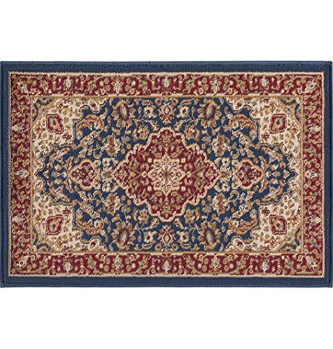 Kirsten Traditional Oriental Navy Scatter Mat Rug, 2' x 3'