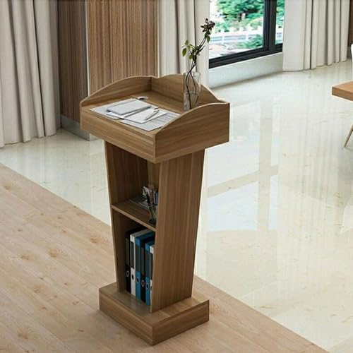 EESHHA Lectern Square Lectern Wooden Conference Table Standing Lectern with Open Storage Laptop Desk Teacher Podiums Simple Podium Stand