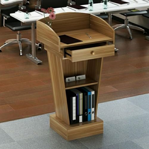 EESHHA Lectern Square Lectern Wooden Conference Table Standing Lectern with Open Storage Laptop Desk Teacher Podiums Simple Podium Stand