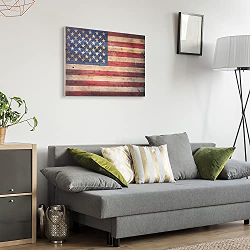 Empire Art Direct American Flag Digital Print on Solid Wood Wall Art, 24 in x 36 in x 1.5 in, 24" X 36" X 1.5", Ready to Hang