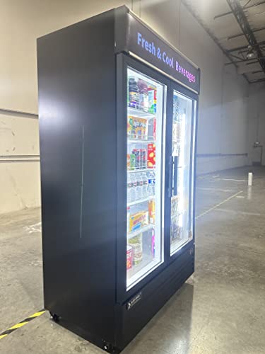 NAFCOOL Commercial Beverage Refrigerator Cooler,38 Cu Ft Two Glass Door Merchandiser Refrigerator Bar Wine Beer Drink Display Fridge for Home or Sale Used,ETL and NSF Approval,47.2" Wide