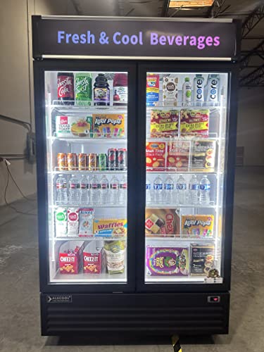 NAFCOOL Commercial Beverage Refrigerator Cooler,38 Cu Ft Two Glass Door Merchandiser Refrigerator Bar Wine Beer Drink Display Fridge for Home or Sale Used,ETL and NSF Approval,47.2" Wide