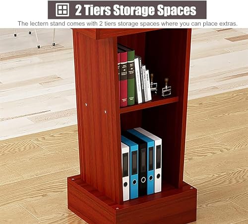 EESHHA Lectern Lightweight Lecterns Density Board Standing Lectern Conference Table with Open Storage Laptop Desk Portable Podium Stand