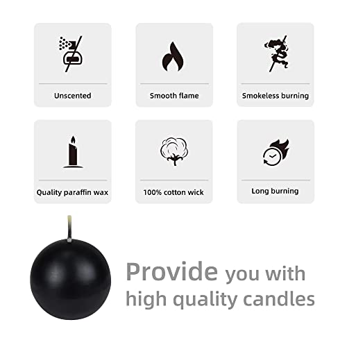 Zest Candle 12-Piece Ball Candles, 2-Inch, Black