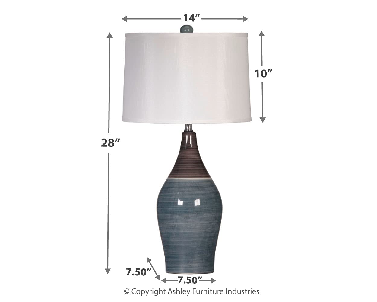 Signature Design by Ashley Niobe Glazed Ceramic Table Lamp, 2 Count, 28", Multicolored & Gray