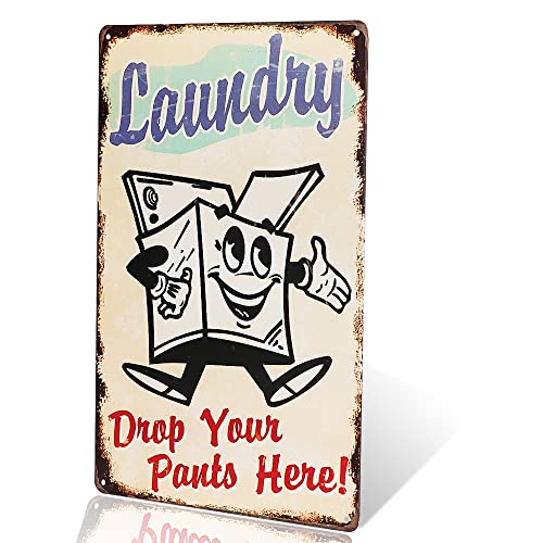 dingleiever-Laundry Drop Your Pants here Metal Sign Vintage Garage Wall Decor Rat Rod Stickers