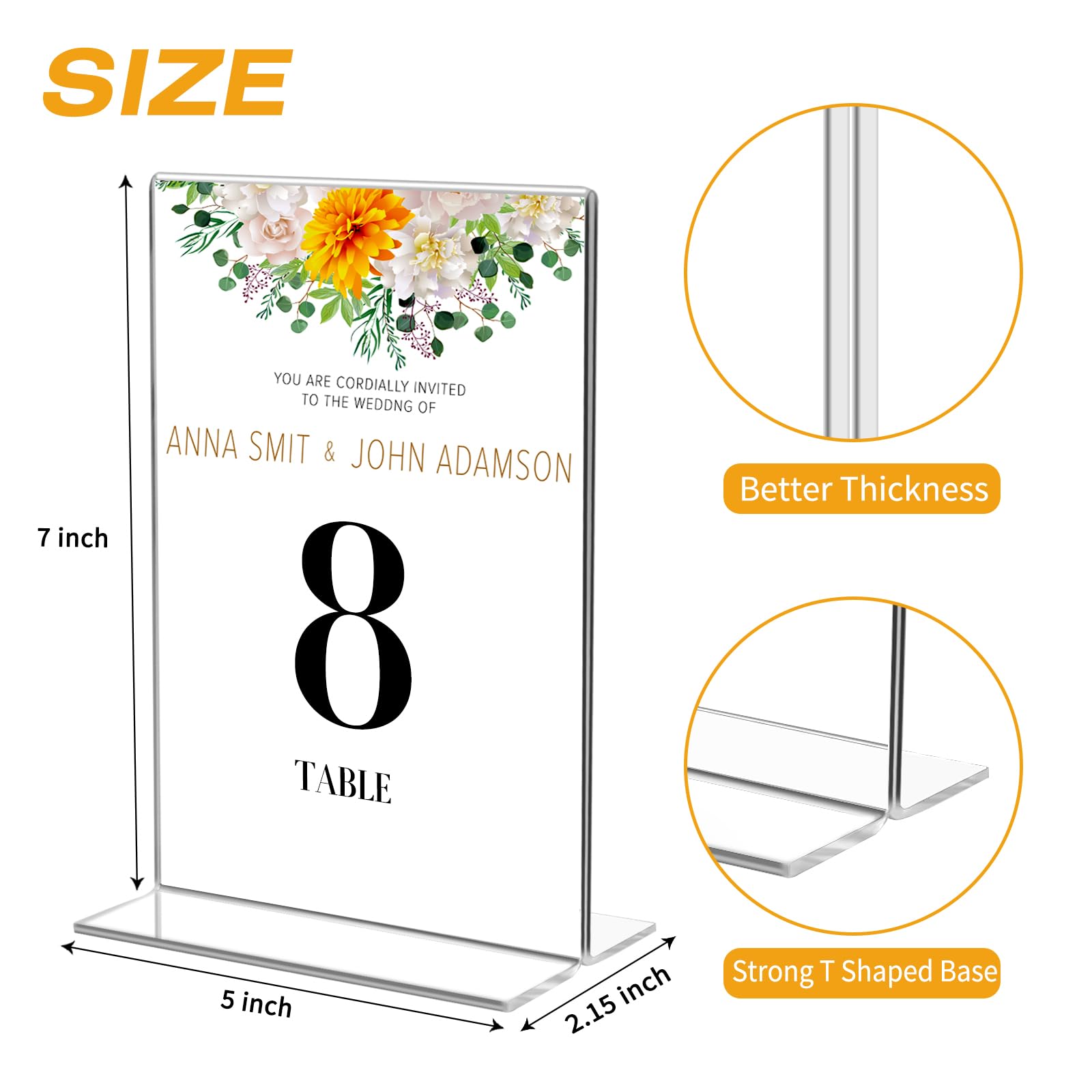 HUANGXIN 5 x 7 Inch Acrylic Clear Sign Holder 15 Pack Table Menu Display Double Sided Clear Poster Stand Frame Shelf Picture Flyer Signs Holders for Office Store Restaurant Hotels Vendor Events