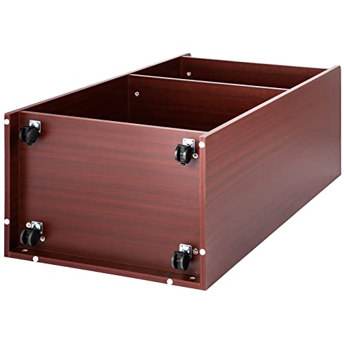 VEVOR Wood Podium, 23.6" x 47.2", Lecterns and Podiums w/ 4 Rolling Wheels, Baffle Plate & Shelf, Easy Assembly Walnut Wood Lecterns for Church, Office, School, Home