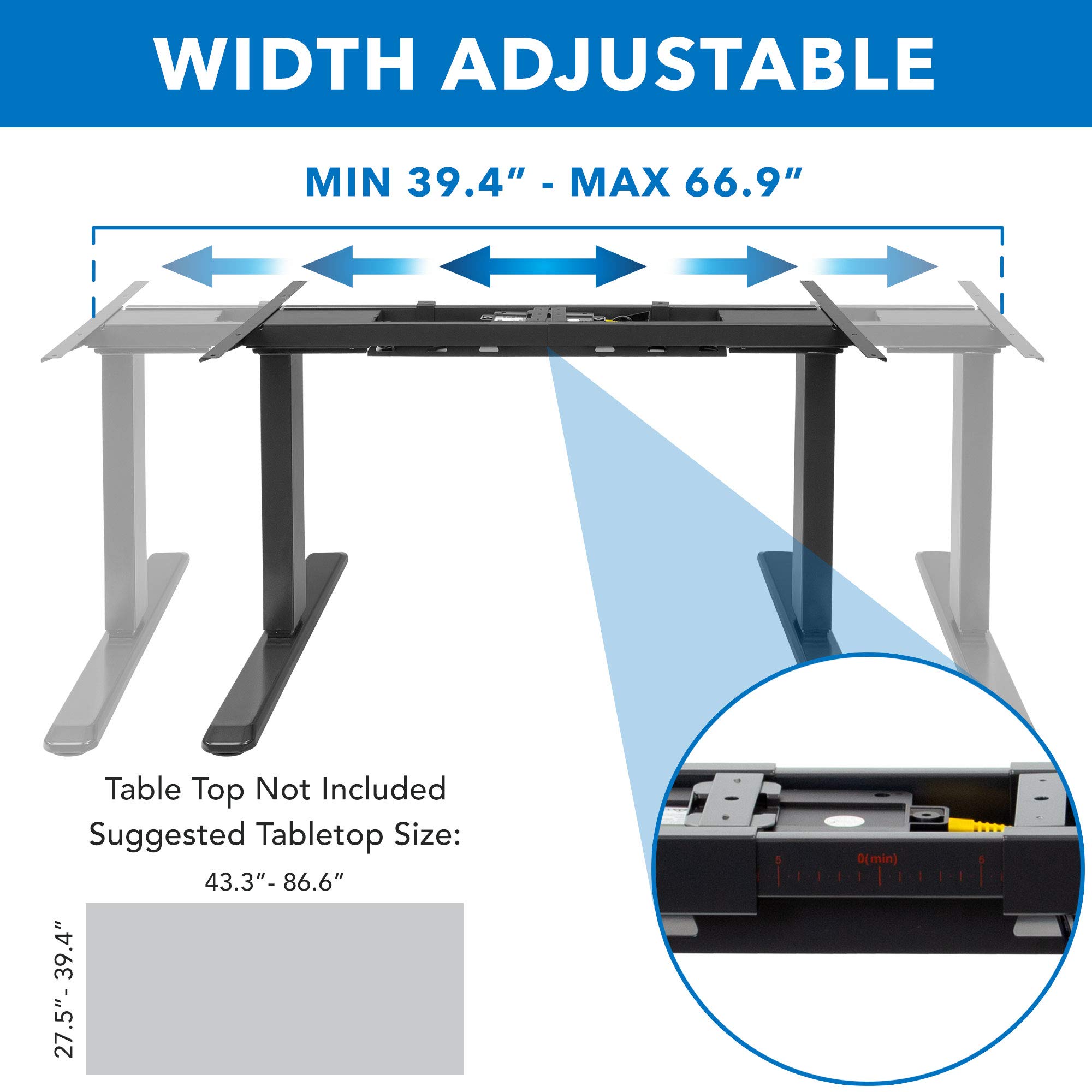 Mount-It! Dual Motor Electric Standing Desk Frame [Heavy Duty 275 lbs Capacity] Ergonomic, Adjustable Height, Sit Stand Base with Programmable Control Panel, Collision Sensor (Black)