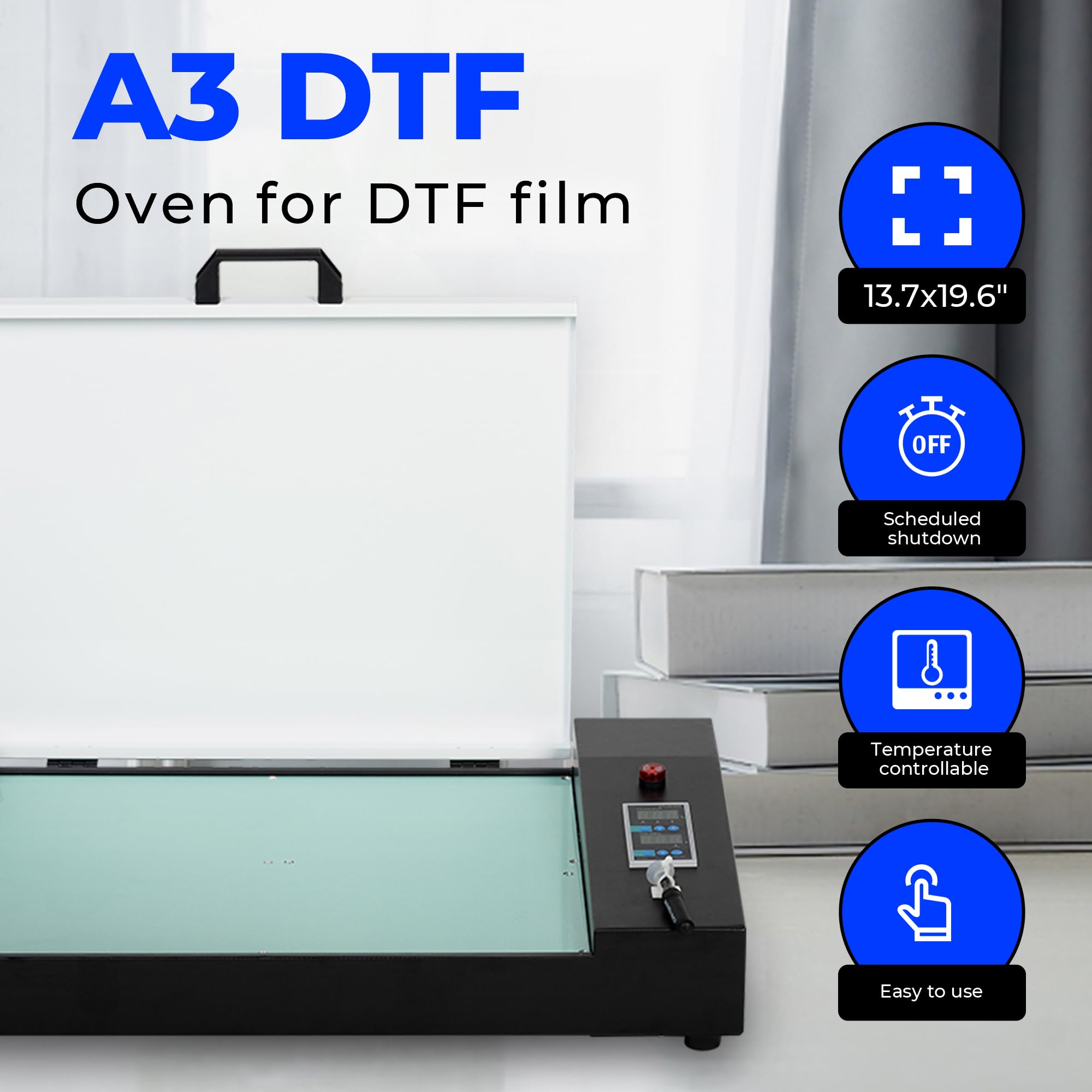PUNEHOD DTF Transfer Printer A3 L1800 T Shirt Printer for Fabrics, Leather, Toys, Swimwear, Handicrafts, T Shirt, Pillow, Other Textile.(DTF Printer + Oven+6X 500ml Ink)
