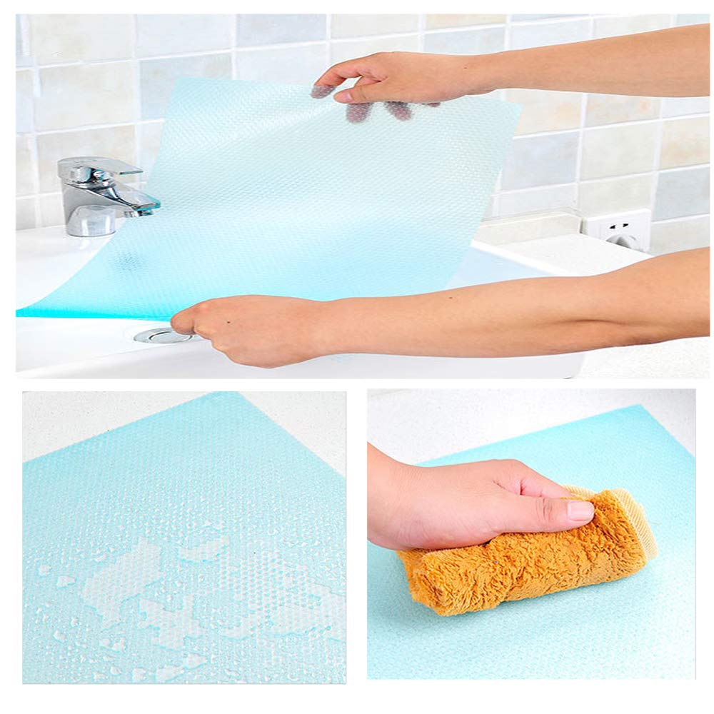 PaWuKi Refrigerator Mats, Washable Waterproof Drawer Table Mats Refrigerator Liners for Cabinets Storage Kitchen and Placemats