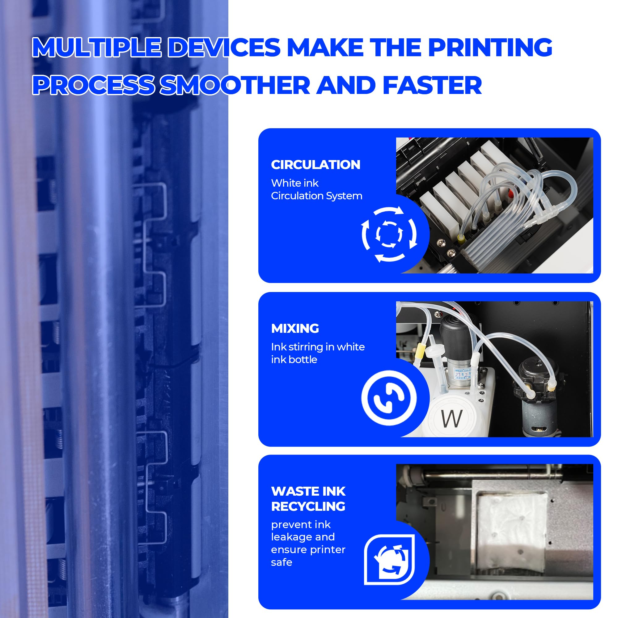 PUNEHOD DTF Transfer Printer A3 L1800 T Shirt Printer for Fabrics, Leather, Toys, Swimwear, Handicrafts, T Shirt, Pillow, Other Textile.(DTF Printer + Oven+6X 500ml Ink)