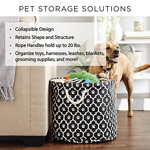 Bone Dry Pet Storage Collection Lattice Paw Print, Medium Round, White/Gray