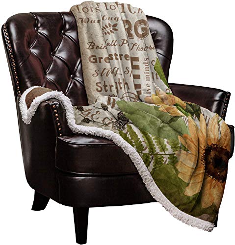 LBDOMOV Warm Hugs Positive Healing Throw Blanket, Sherpa Microfiber Comfort Caring Gift Throw - Sunflower Get Well Soon Gift for Women Men Patient Older Parent 39" x 49"