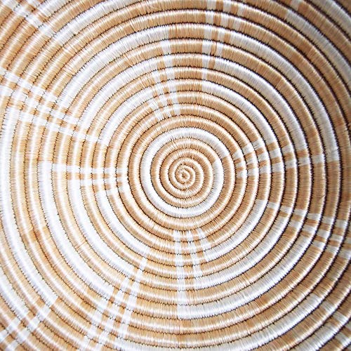 African Basket- Luhano/Rwanda Basket/Woven Bowl/Sisal & Sweetgrass Basket/Tan, White