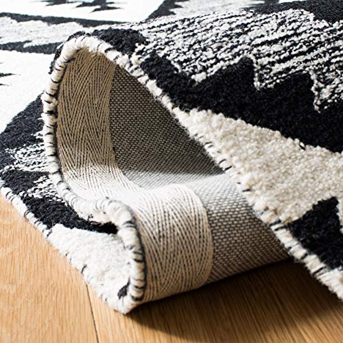 SAFAVIEH Aspen Collection 2'3" x 7' Charcoal / Black APN813Z Handmade Moroccan Boho Tribal Wool Runner Rug