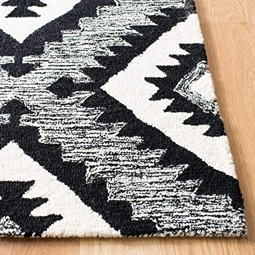 SAFAVIEH Aspen Collection 2'3" x 7' Charcoal / Black APN813Z Handmade Moroccan Boho Tribal Wool Runner Rug