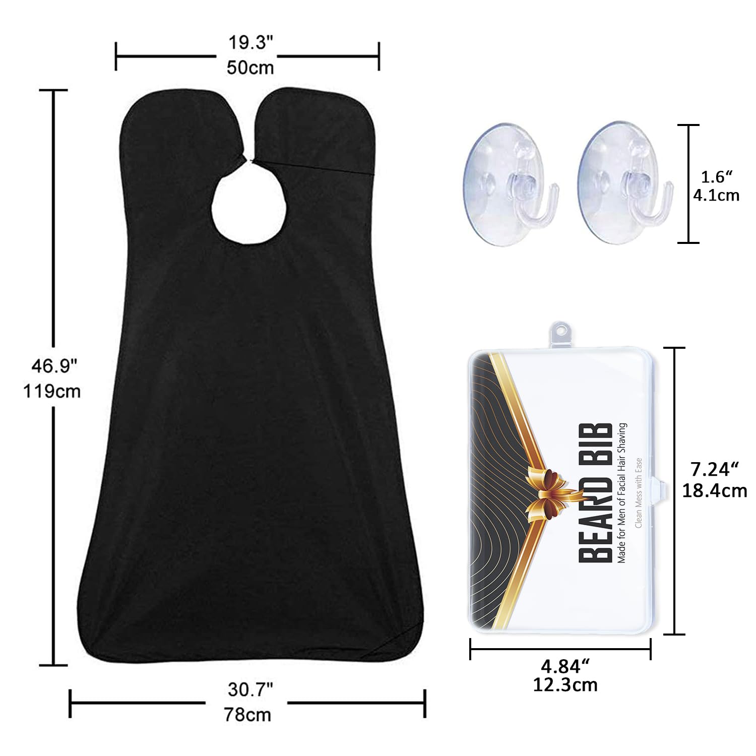 Beard Apron Catcher - Valentine's Day Gift for Man Beard Trimming Bib Non-Stick Beard Catcher Grooming Cape with 3 Suction Cups