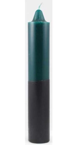 9 Green and Black Pillar Candle
