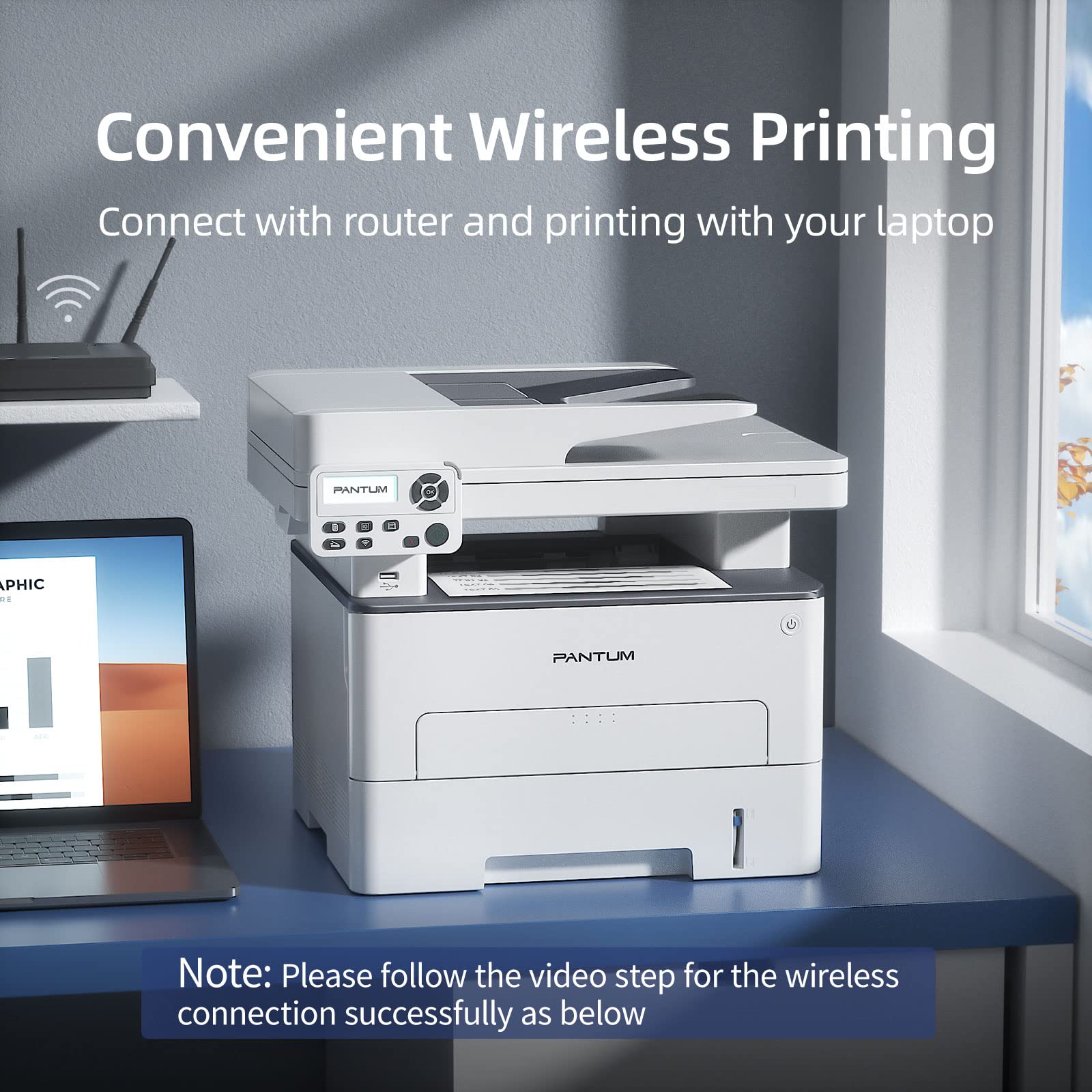 Pantum M7102DW Monochrome Wireless All-in-one ADF Multifunction Laser Printer, Auto Duplex, Copy&Scan(W5G63B)