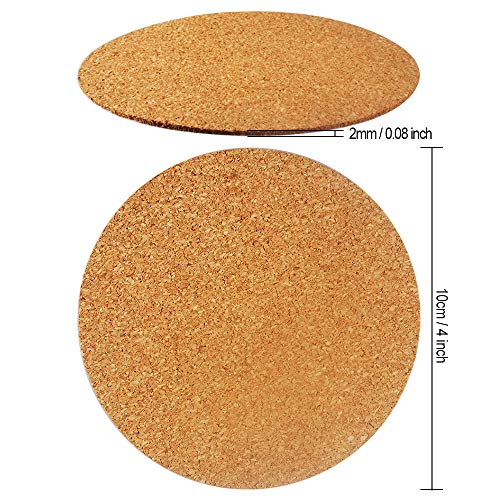 30 Pack Self-Adhesive Cork Round 4β Cork Tiles Cok Bcking Sheets Cork Coasters Round for DIY Crafts