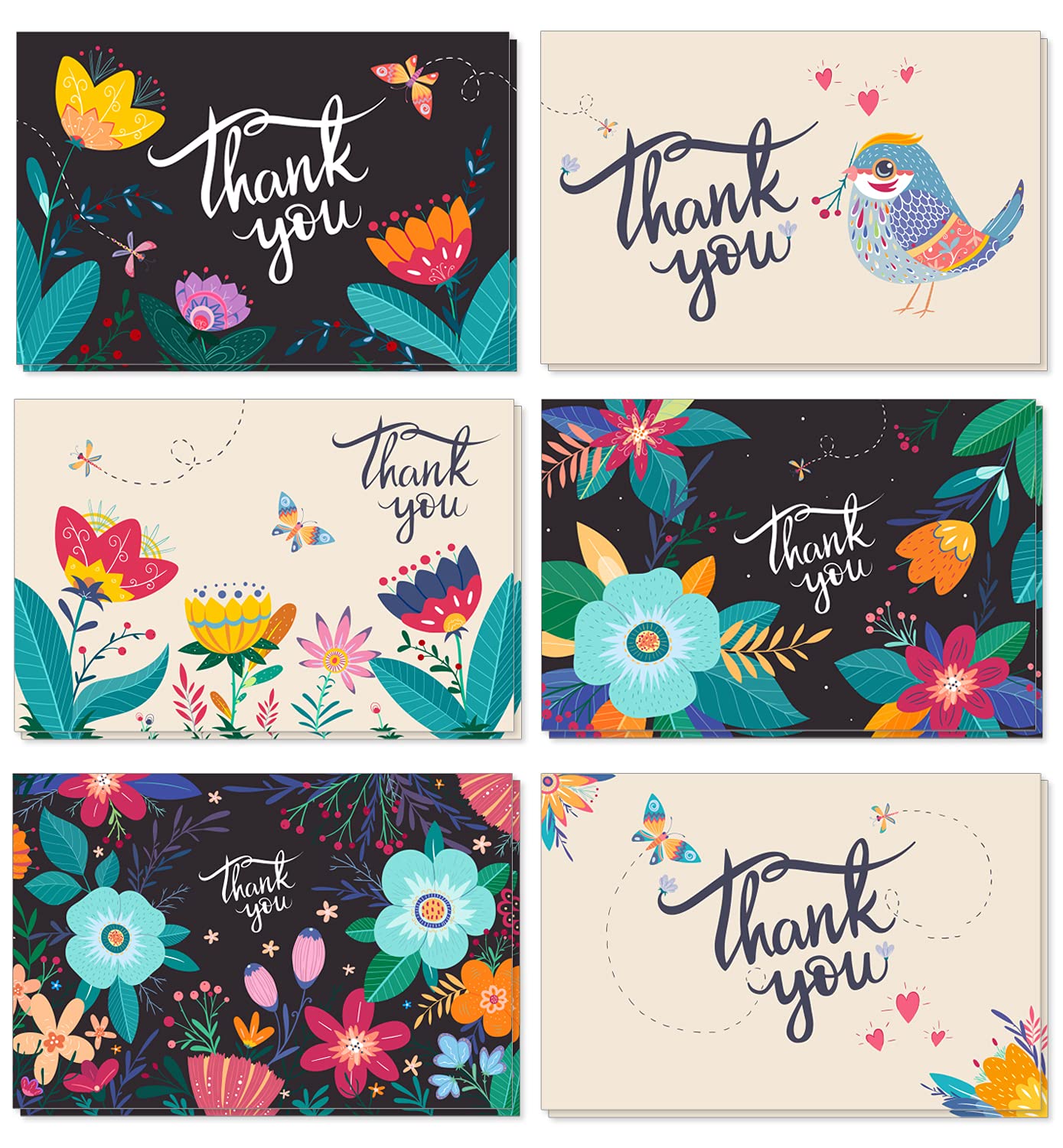 Lord & Lane - Thank You Cards with Envelopes - 42 Pack - Cute Floral Design Thank You Notes for Baby Showers, Wedding Showers, Birthdays, Graduation, and Any Occasion (4 x 6 In)